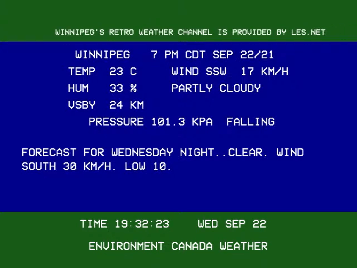 YouTuber Recreates Classic 1990s Winnipeg Weather Channel